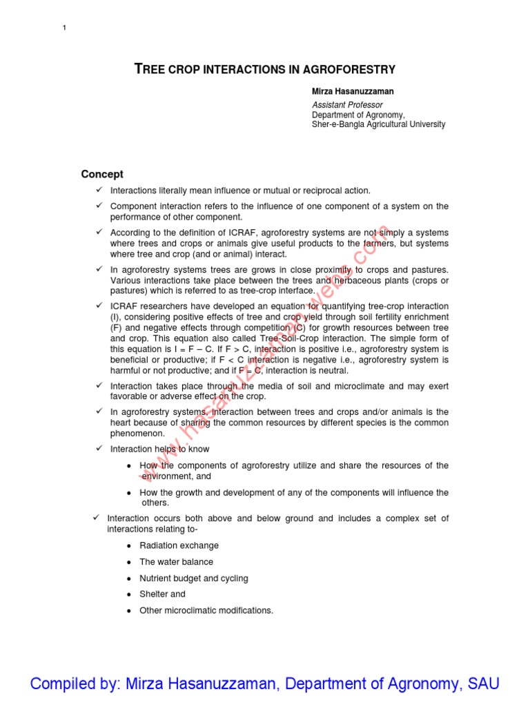 Tree-Crop Interactions | PDF | Agriculture | Soil