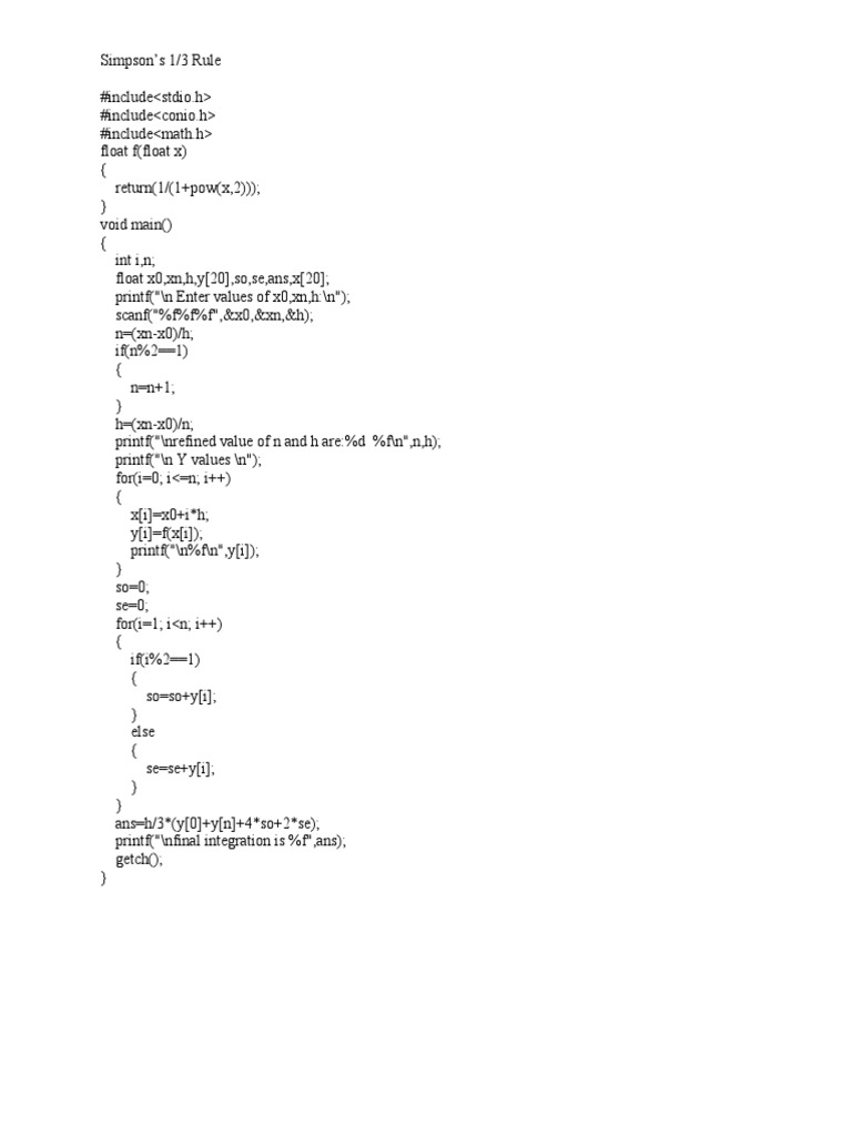 Simpson's 1 - 3rd Rule | PDF