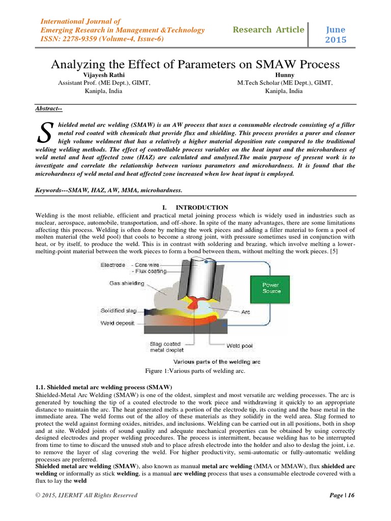 Analyzing The Effect of Parameters On SMAW Process | PDF | Welding | Construction
