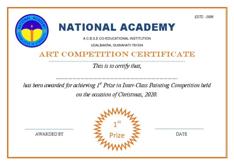 National Academy: Art Competition Certificate | PDF