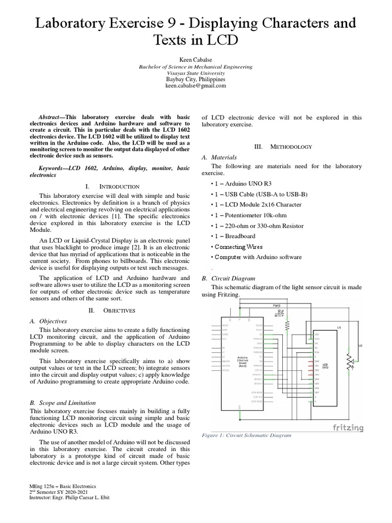Laboratory Exercise 9 - Displaying Characters and Texts in LCD | PDF ...
