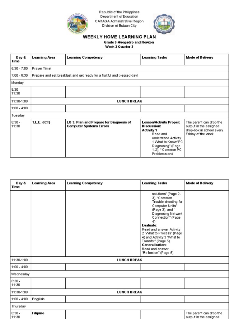 Weekly Home Learning Plan 8 | PDF | Learning | Computing