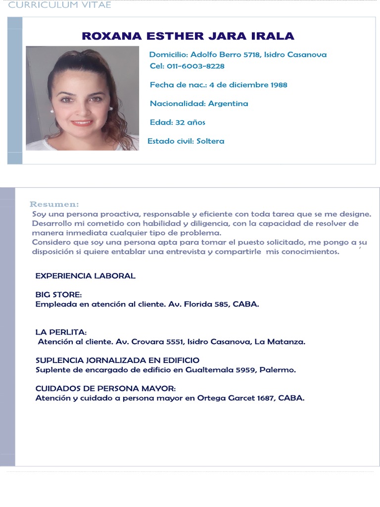 Curriculum Vitae Roxana Jara | PDF