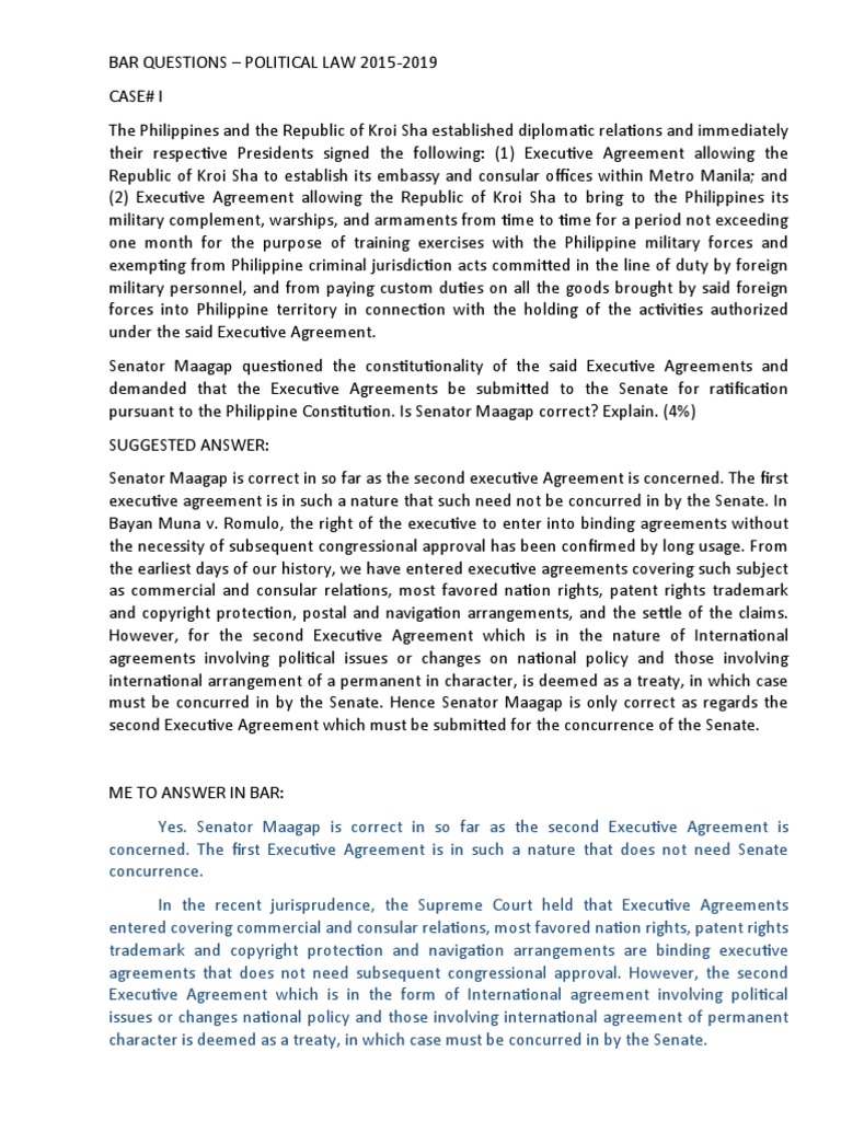 Bar Questions - Political Law | PDF | Facial Challenge | Territorial Waters