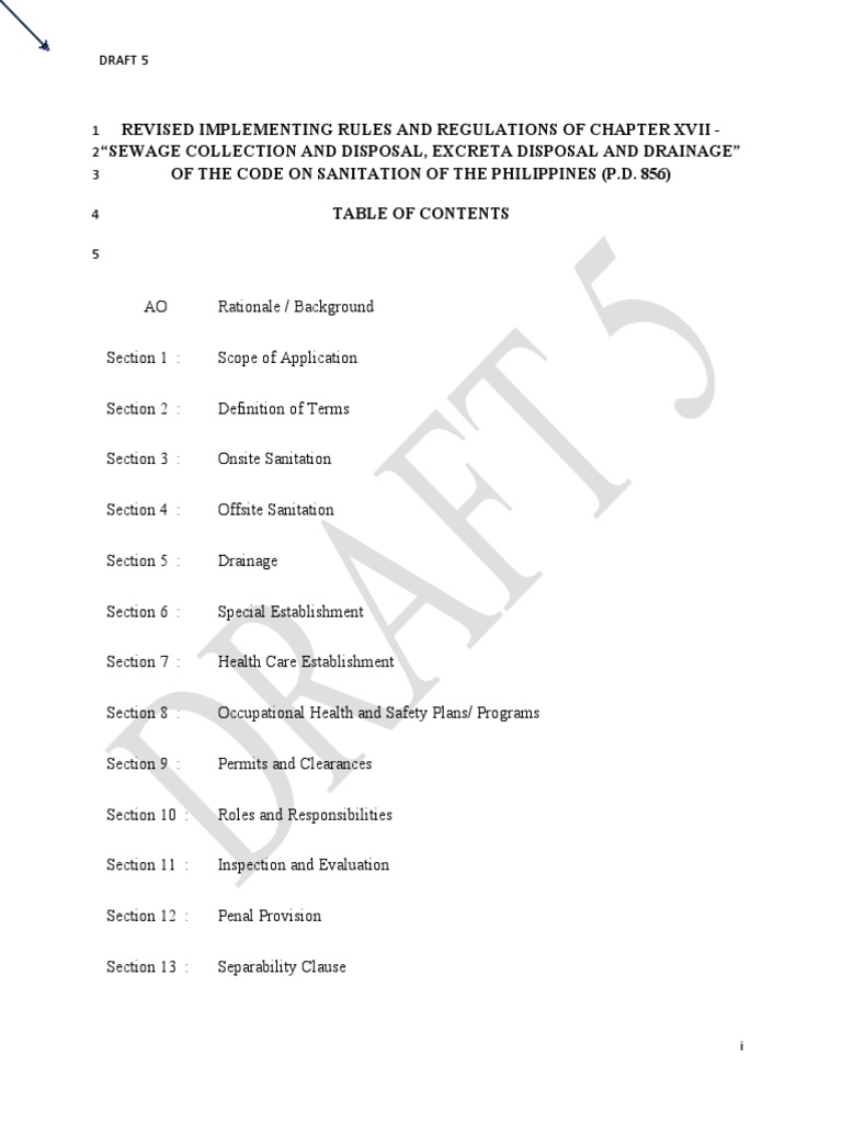 Draft 5-Irr Chapter 17 of PD 856 | PDF | Sewage Treatment | Sanitary Sewer