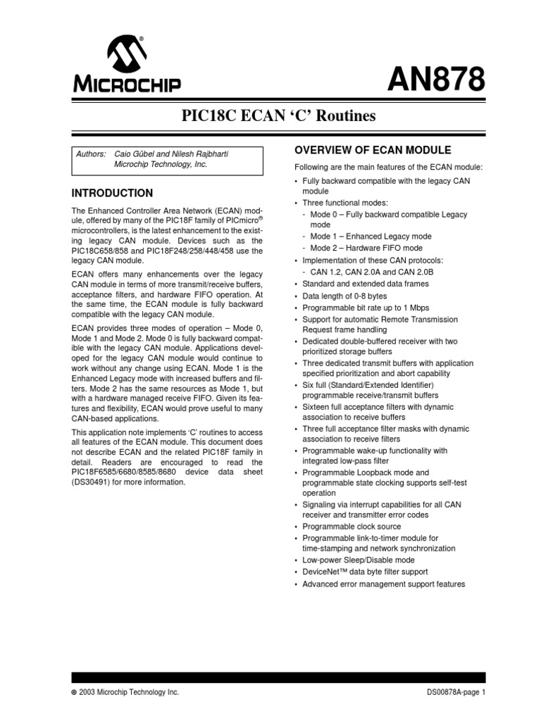 An878 Pic18c Ecan C Routines | PDF | Parameter (Computer Programming ...