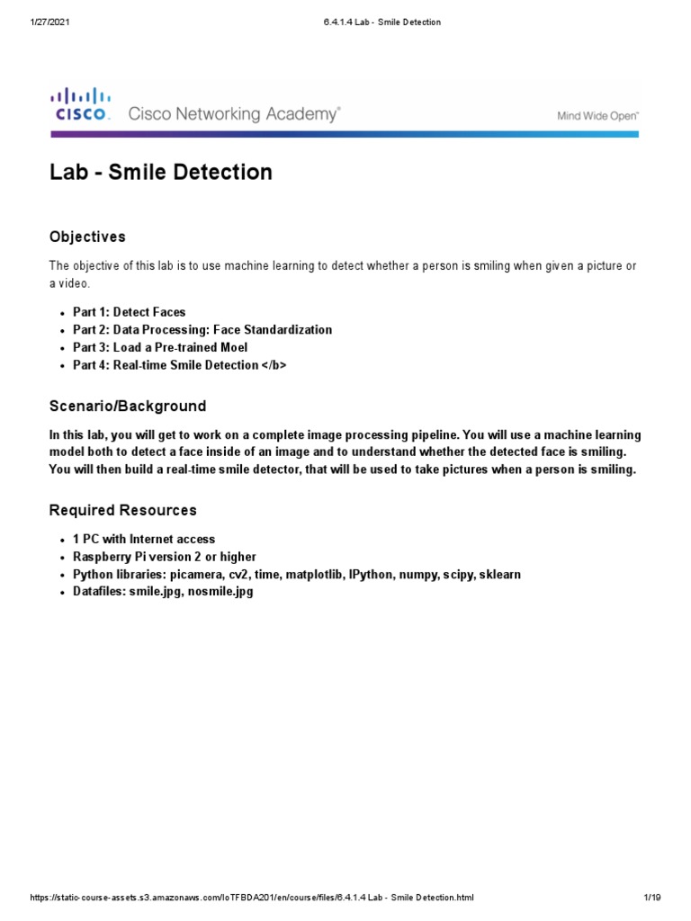 6.4.1.4 Lab - Smile Detection | PDF | Support Vector Machine | Machine ...