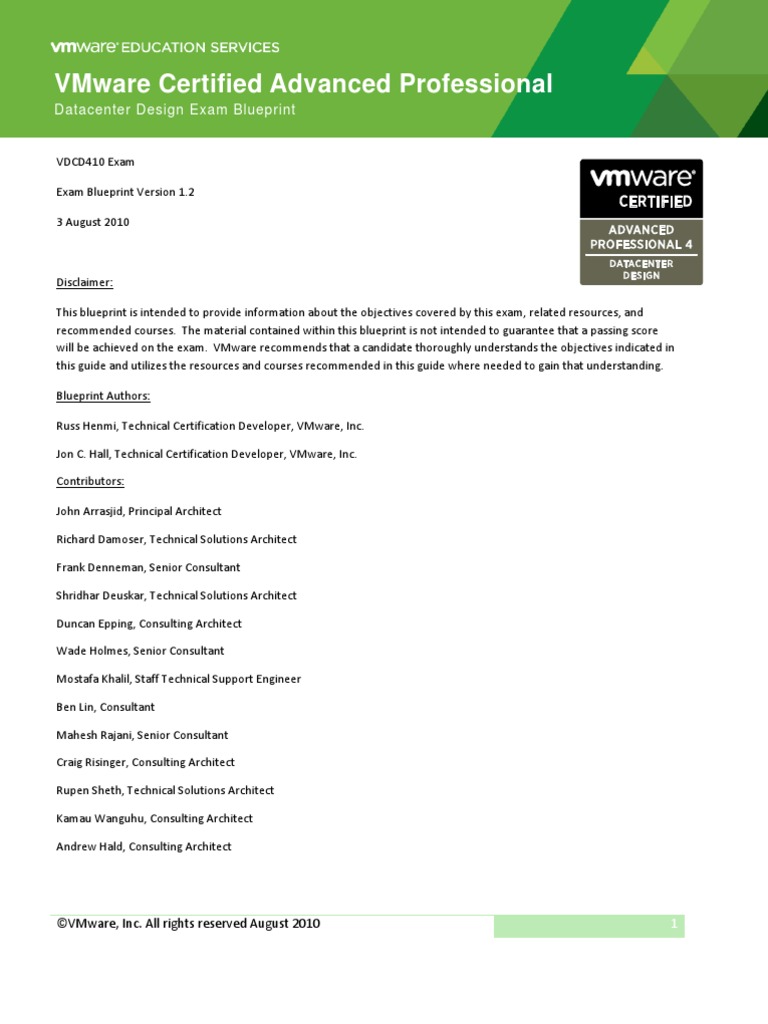 Vmware Certified Advanced Professional: Datacenter Design Exam ...