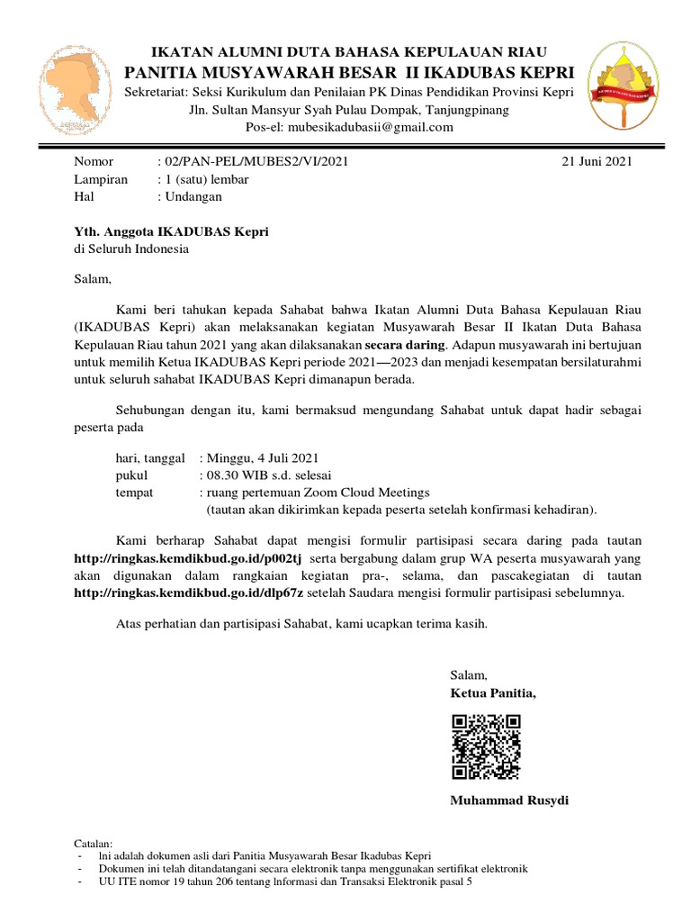 Undangan Mubes - Peserta | PDF