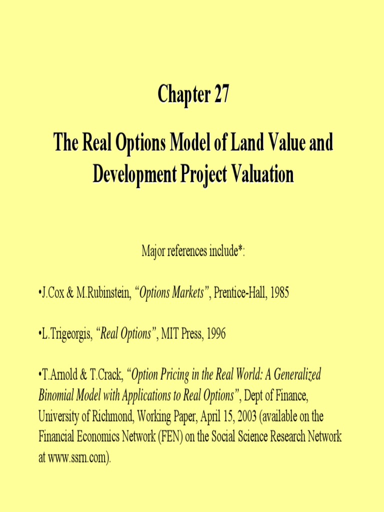 The Real Options Model of Land Value and Development Project Valuation | PDF | Option (Finance ...
