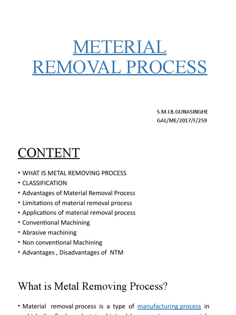 Classification and Overview of Material Removal Processes: A Guide to ...