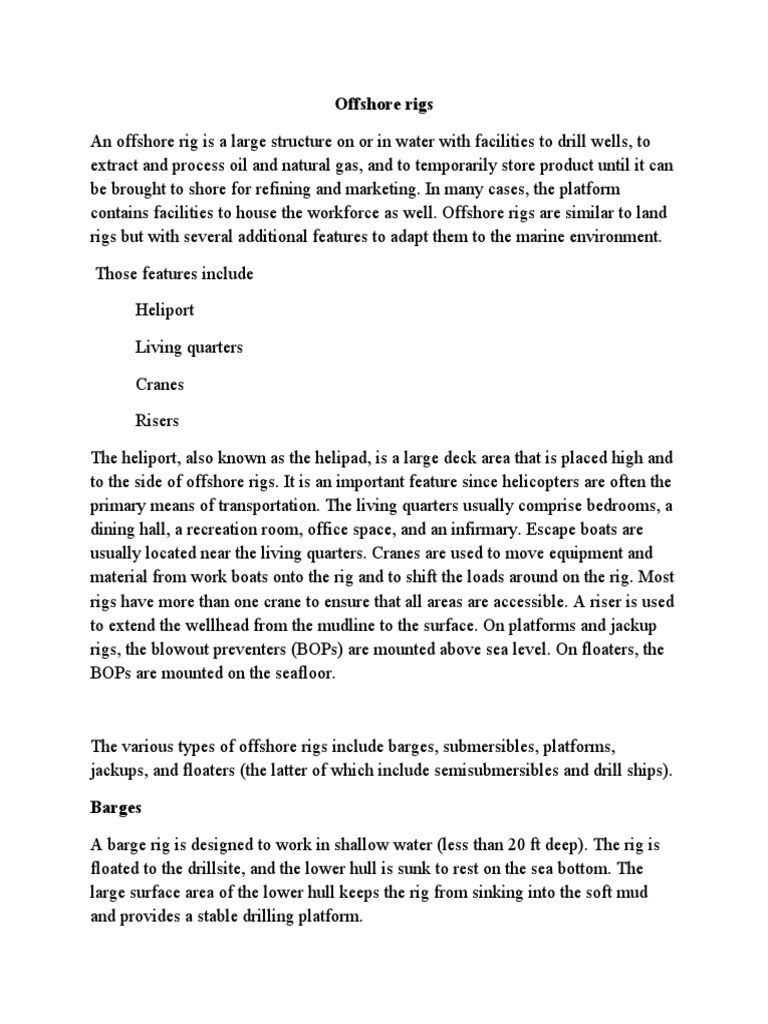 Rigs | PDF | Offshore Drilling | Drilling Rig