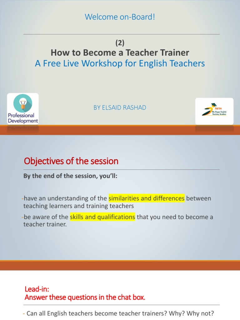 Workshop No. 2 How To Become A Teacher Trainer | PDF | Teachers ...