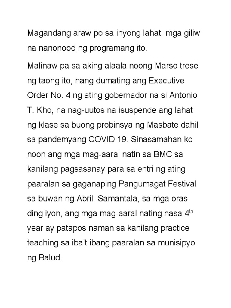 Buwan Ng Wika Opening Speech Examples