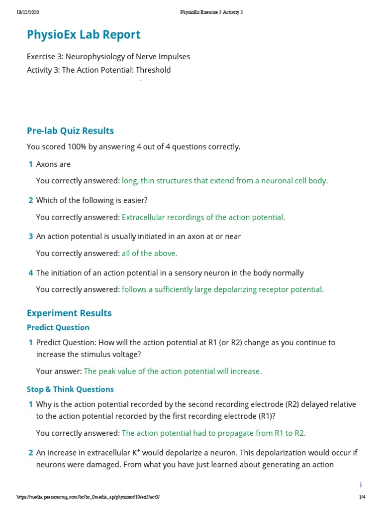 PhysioEx Exercise 3 Activity 3 | PDF | Action Potential | Stimulus ...