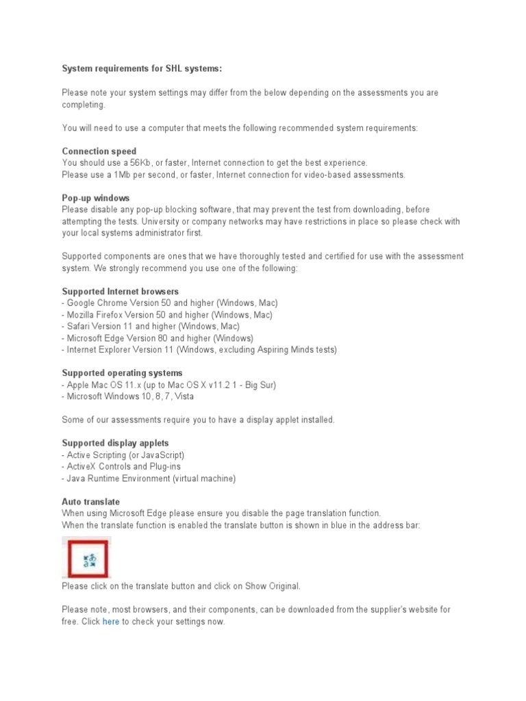 SHL System Requirements for PC Users | PDF | Business