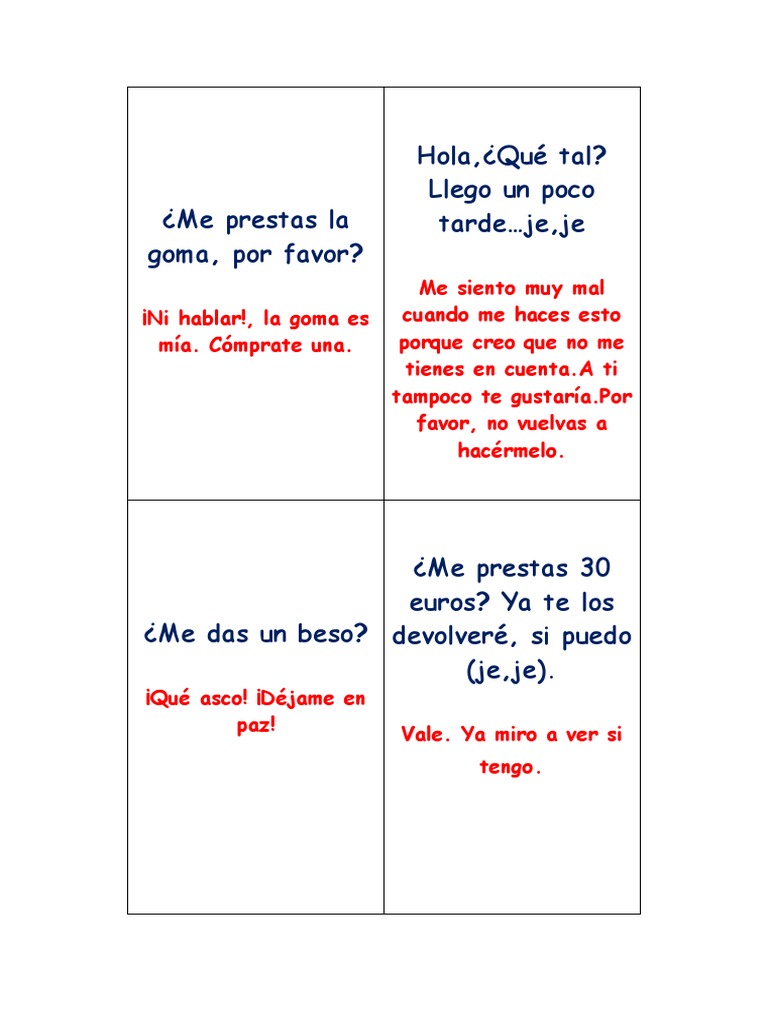 Tarjetas Con Respuestas | PDF