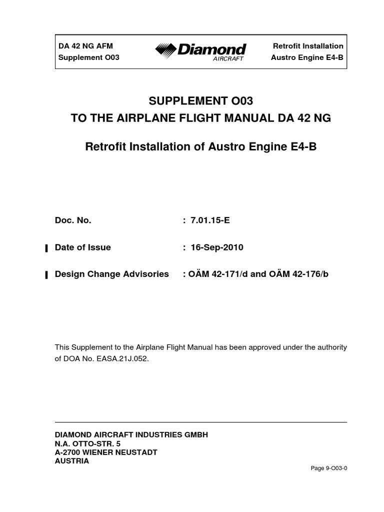 Supplement O03 To The Airplane Flight Manual Da 42 NG Retrofit ...