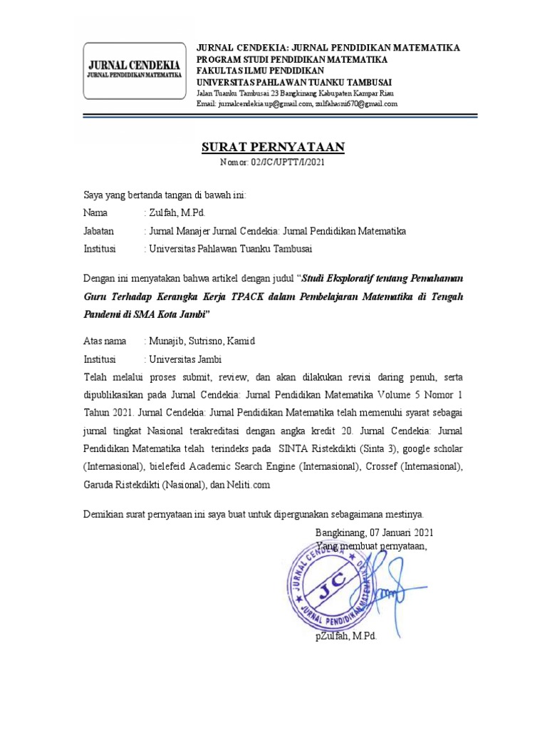 LOA Jurnal MUNAJIB (Sinta 3) | PDF