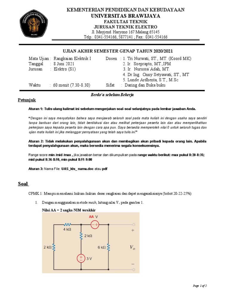 2021 Juni Soal UAS MK RE1 | PDF