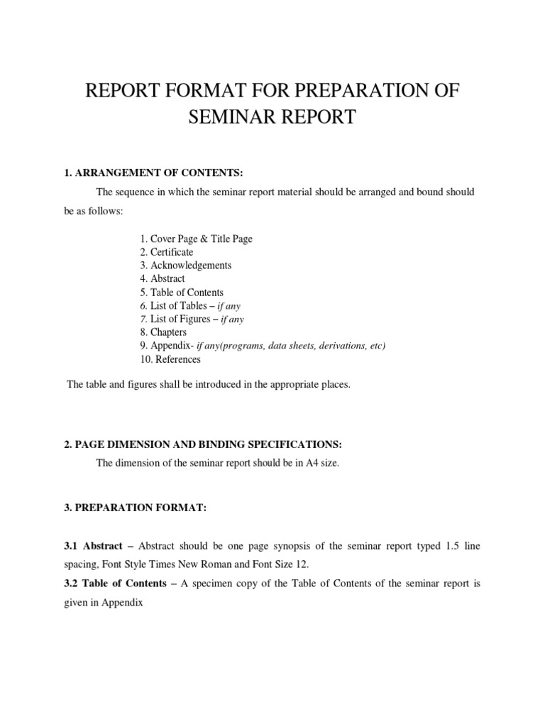 Report Format Seminar | PDF | Abstract (Summary) | Computing And Information Technology