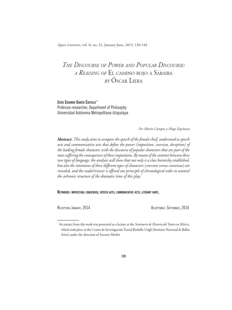 El Discurso Del Poder y El Discurso Popular | PDF | Género | Estudios ...