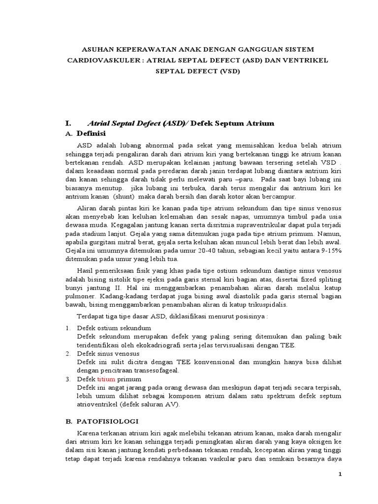 Askep Anak Asd Dan VSD Defek Septu | PDF | Sains & Matematika