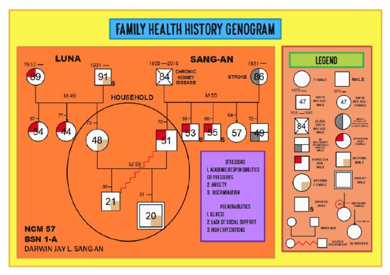 Family Health History Genogram Darwin Jay L. Sang An BSN 1a | PDF