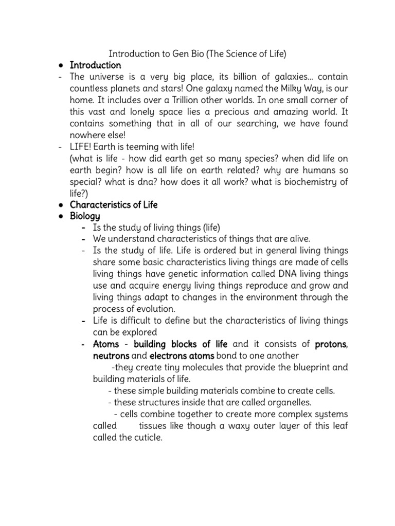 Introduction To Gen Bio | PDF | Life | Organisms