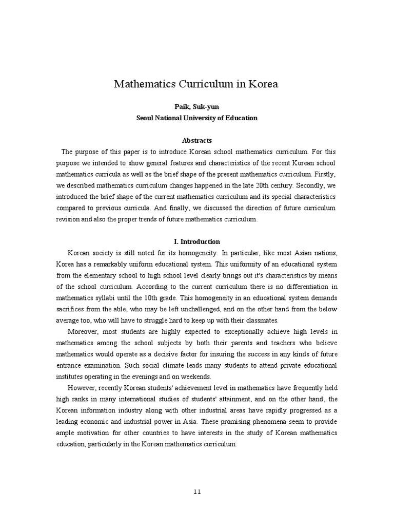 Korean Mathematics Curriculum | PDF | Curriculum | Function (Mathematics)