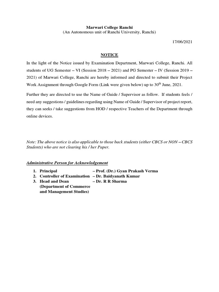 Submission Guidelines for UG and PG Project Works at Marwari College ...