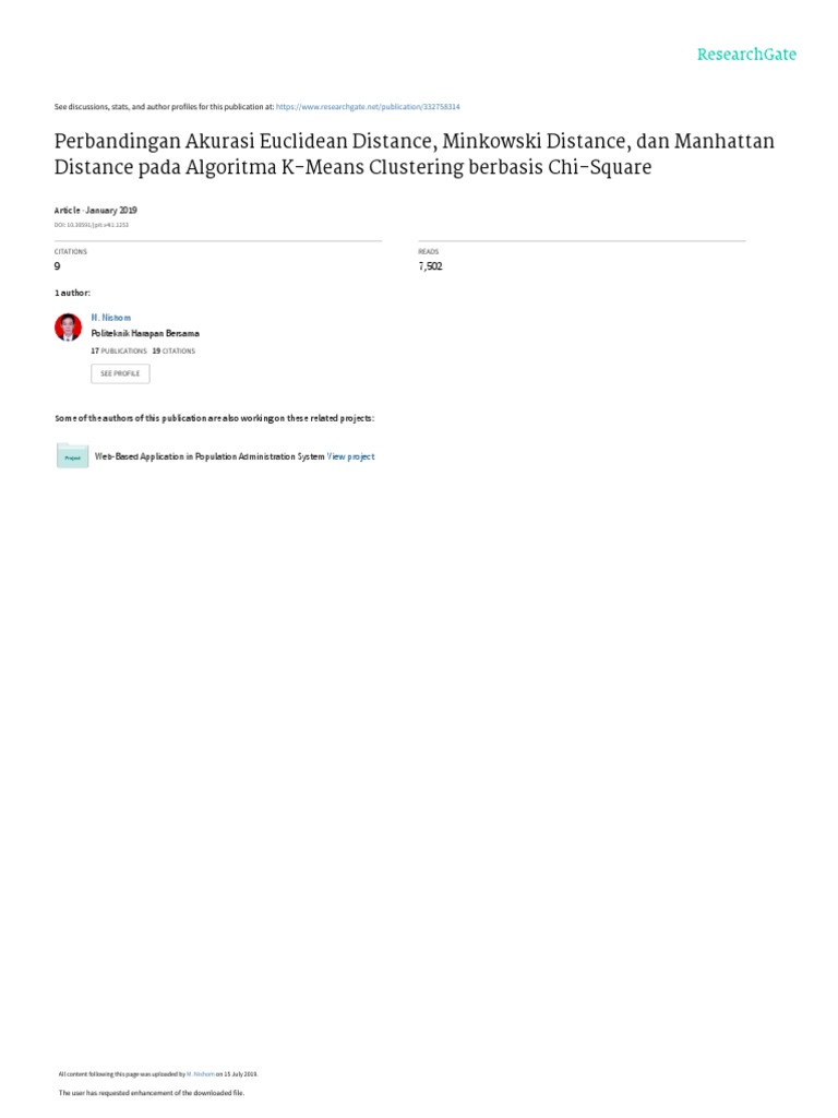 Perbandingan Akurasi Euclidean Distance, Minkowski Distance, Dan Manhattan Distance Pada ...