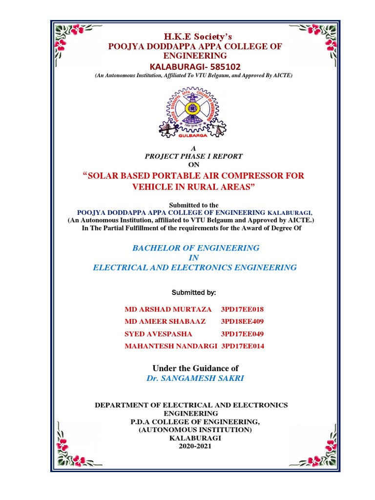 Solar Based Portable Air Compressor | PDF | Photovoltaics | Power Supply