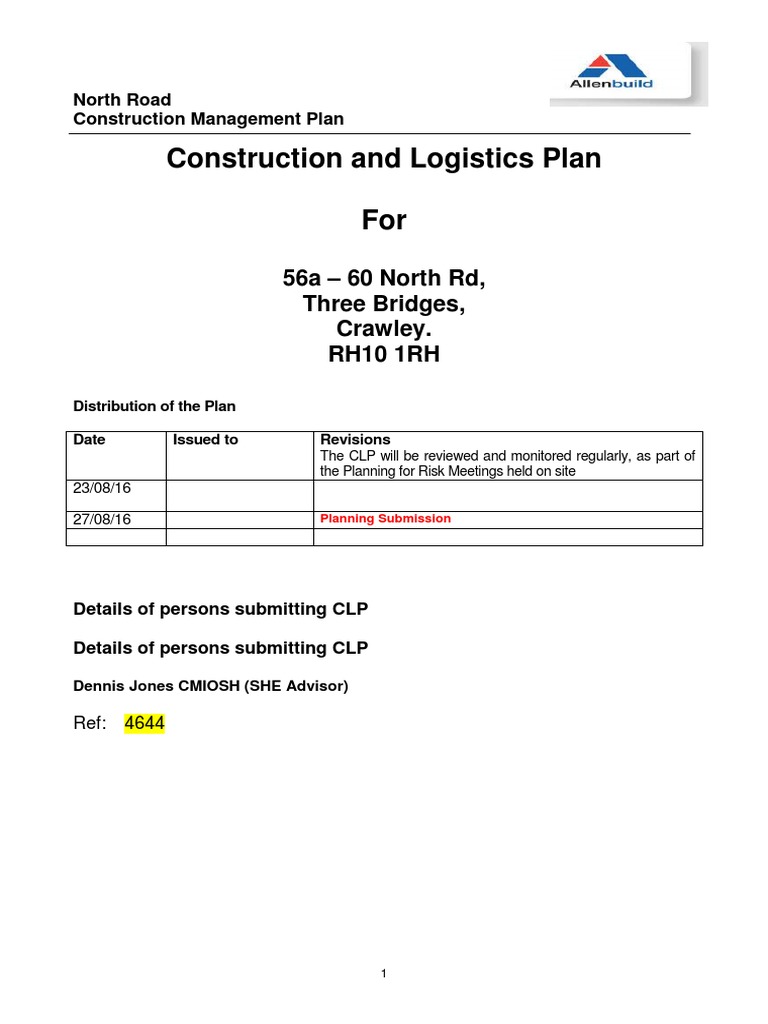 Construction and Logistics Plan For: 56a - 60 North RD, Three Bridges ...