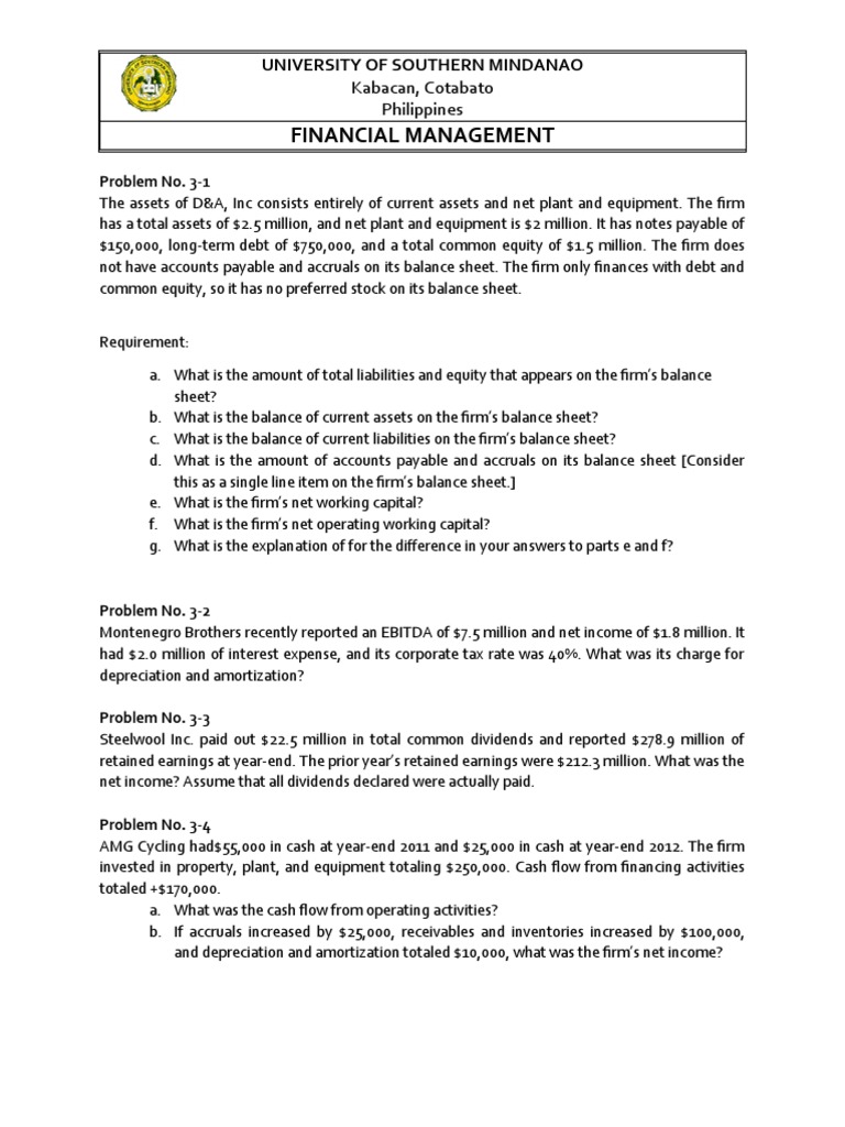 Financial Management Problems and Solutions | PDF