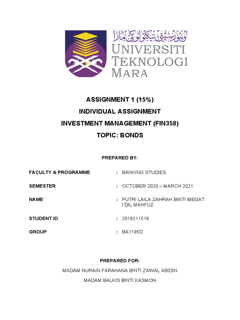 Individual Assignment Fin358 - Putri Laila (2018211518) Ba1195d | PDF ...