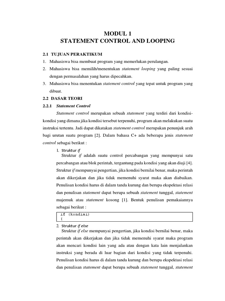 LOOPING AND CONTROL STATEMENTS | PDF
