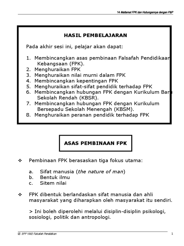 14 Matlamat FPKDan Hubungannya Dengan P&P | PDF