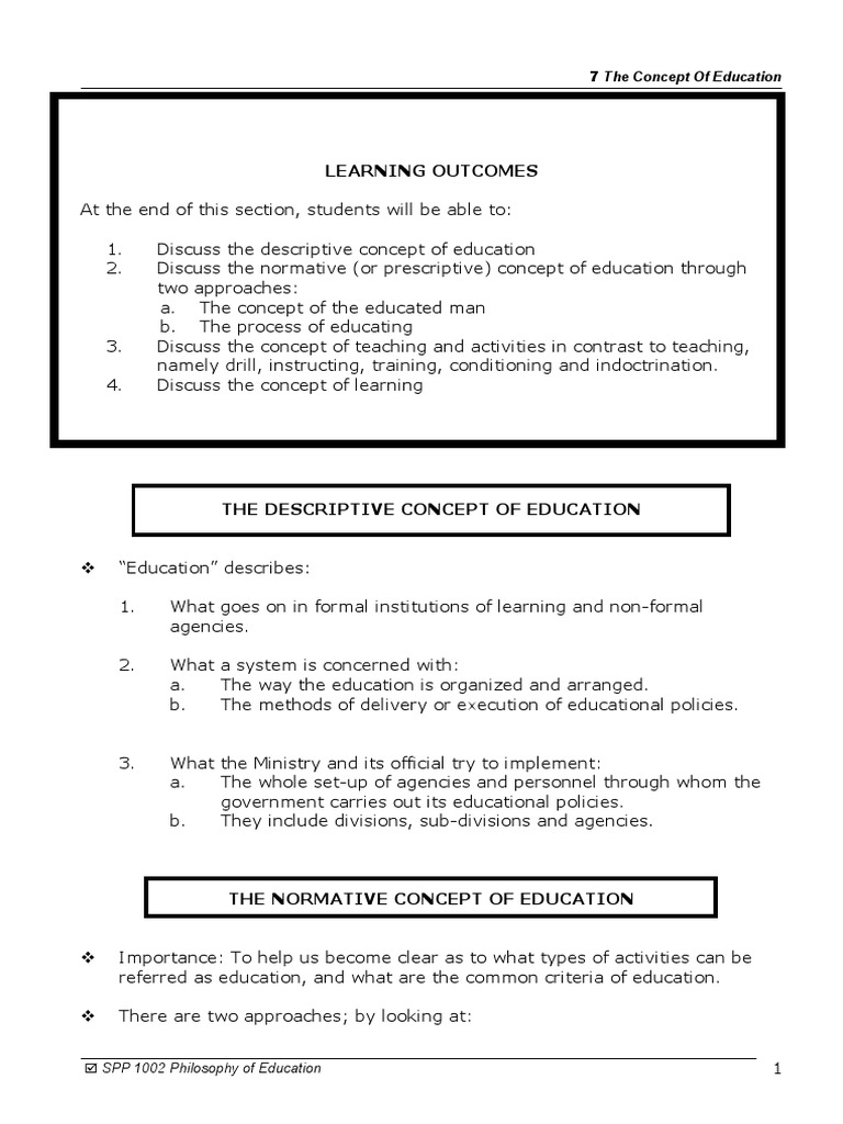7 The Concept of Education | PDF | Idea | Learning