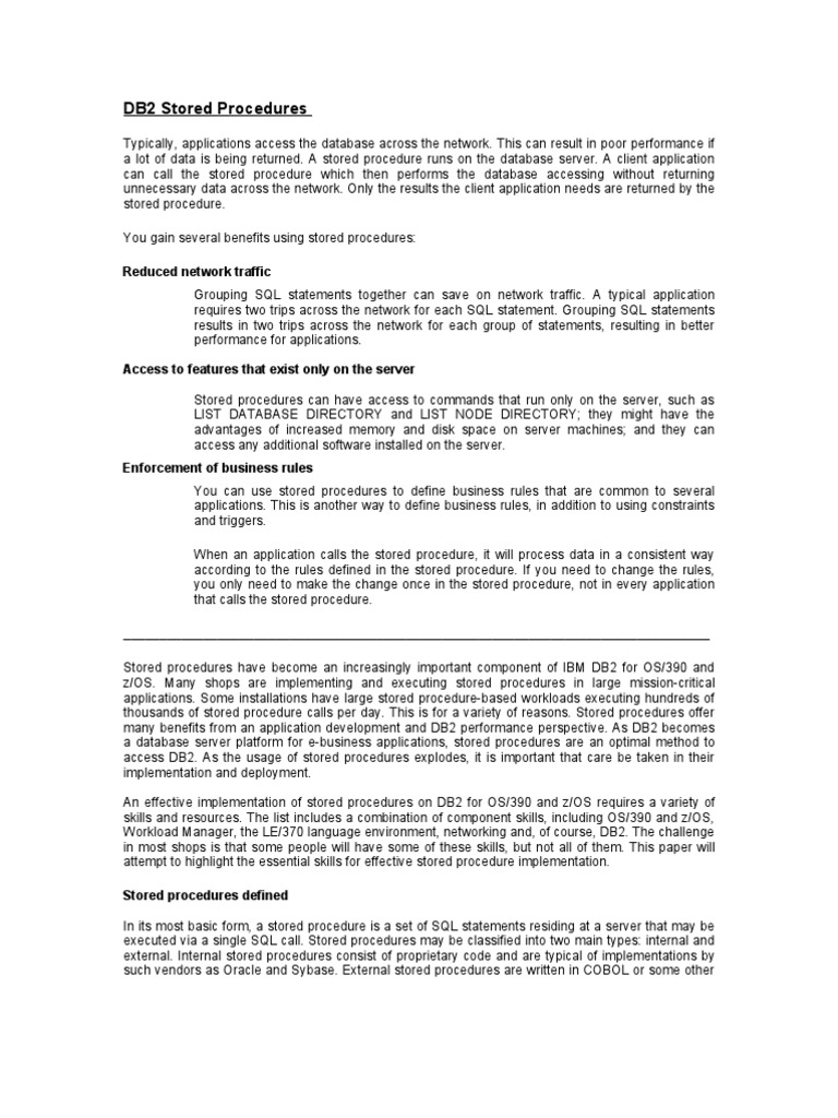 DB2 Stored Procedures | PDF | Ibm Db2 | Databases