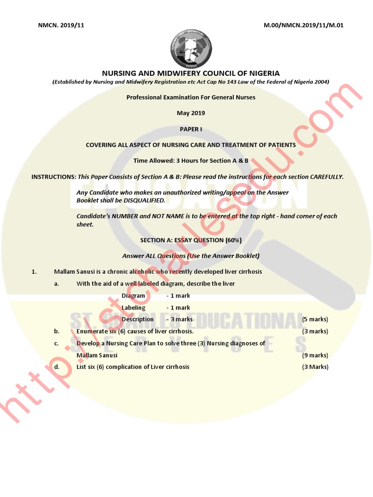 NMCN Past Exam Questions Overview | PDF | Nursing | Surgery
