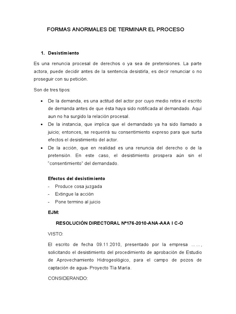 Formas Anormales de Terminar El Proceso | PDF | Sentencia (ley ...