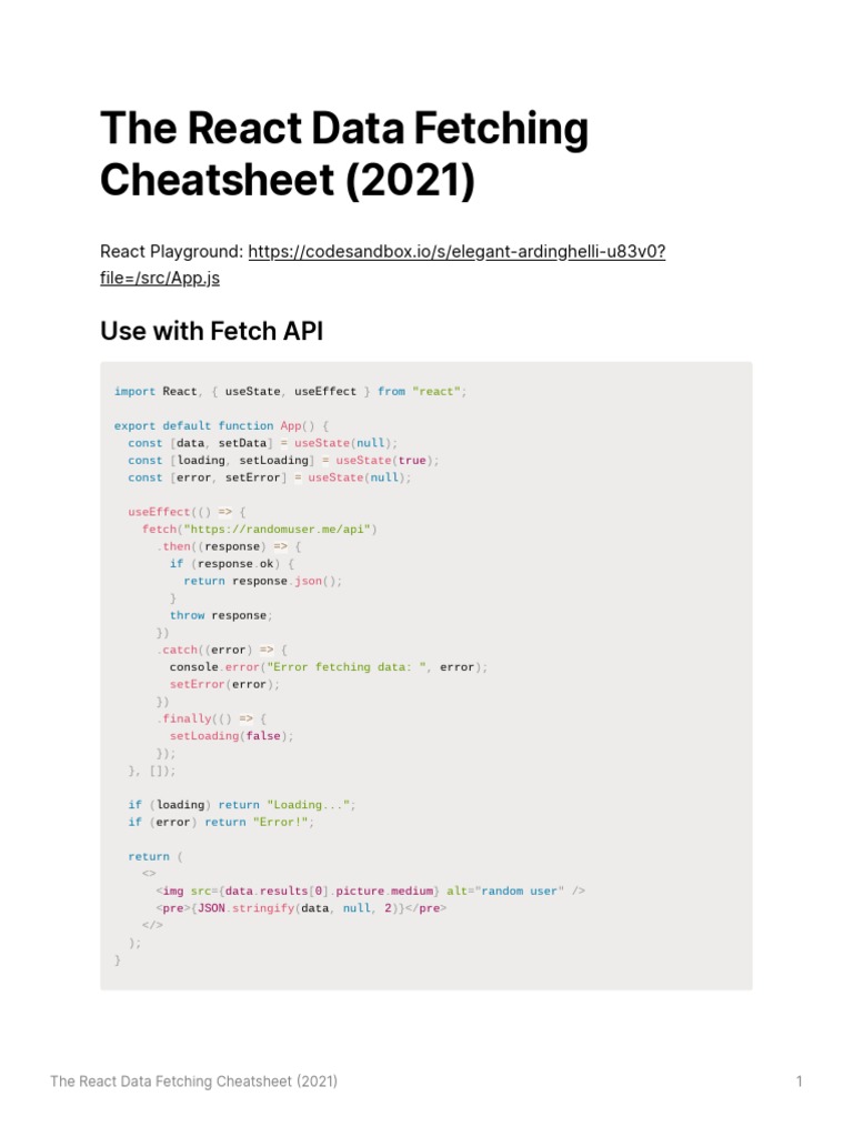 React Data Fetching Cheatsheet Methods | PDF | Computer Data | Software