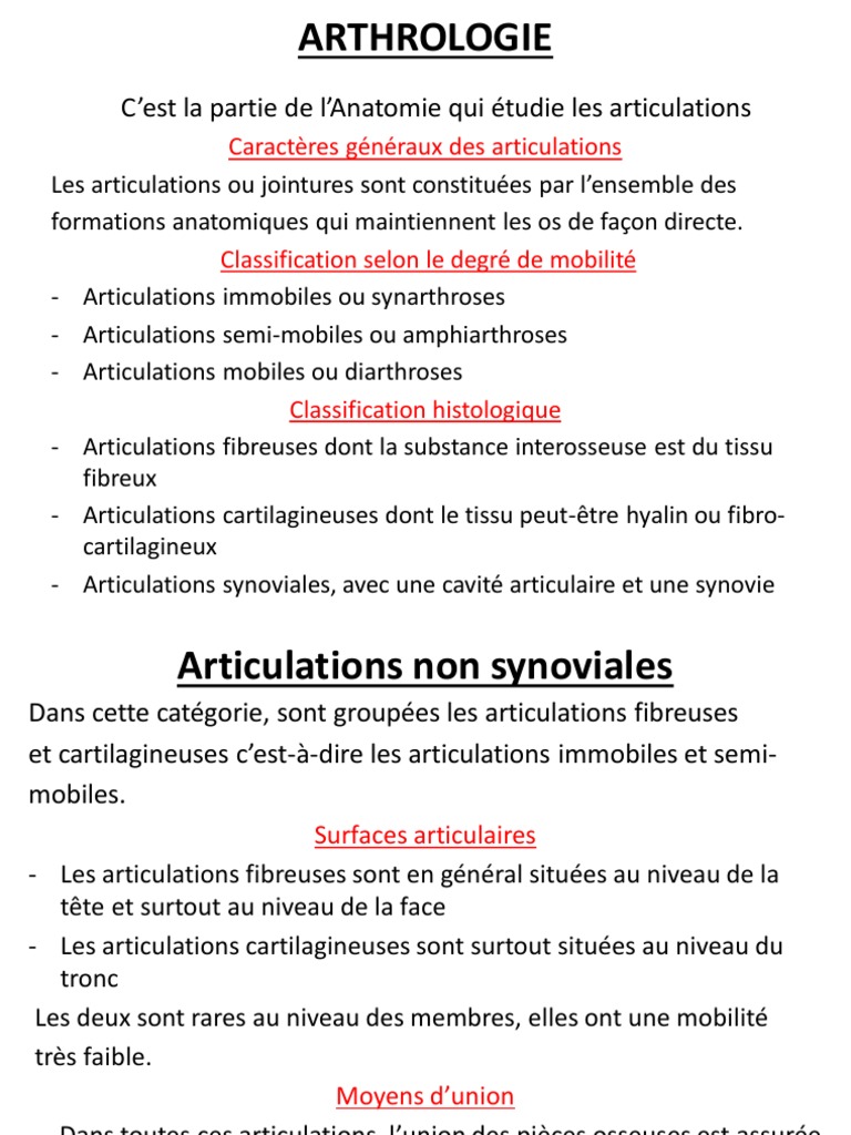 Classification des articulations humaines | PDF | Articulation ...