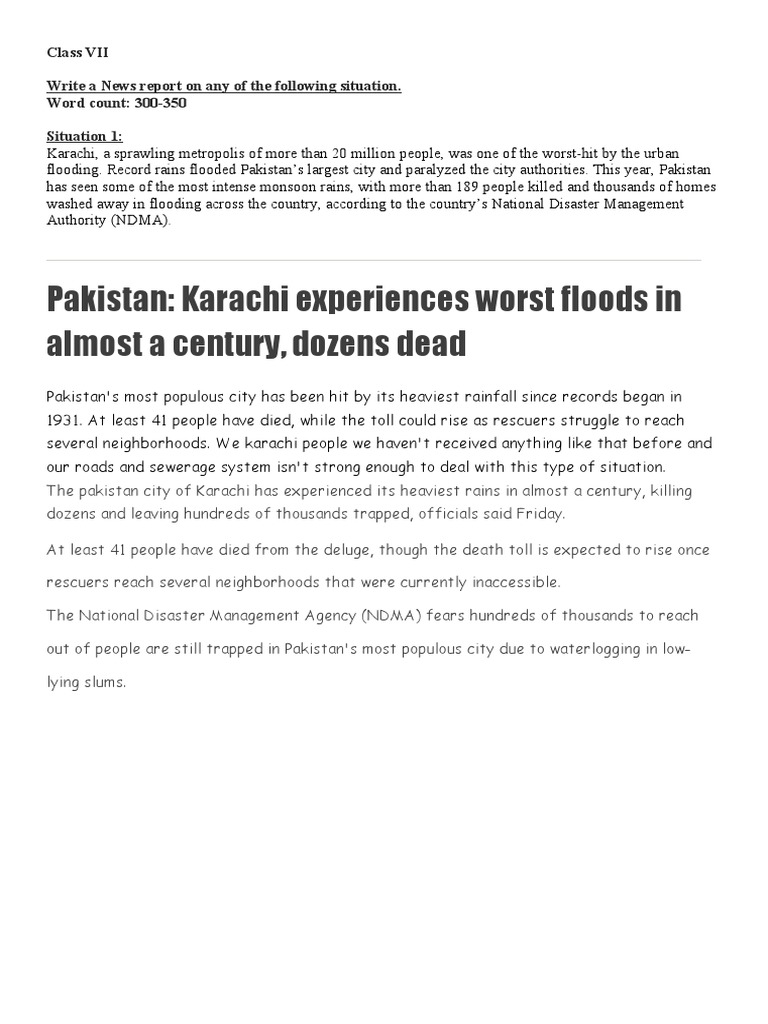 Class VII Newsreport Writing | PDF