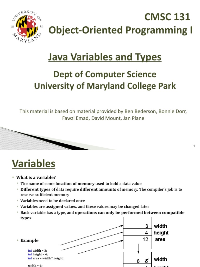 CMSC 131 Object-Oriented Programming I: Dept of Computer Science University of Maryland College ...