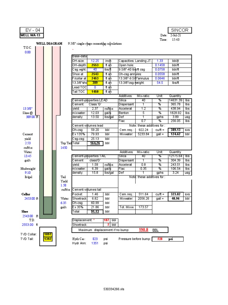 9.625 Inter Csg. Cmt. Format | PDF | Nature
