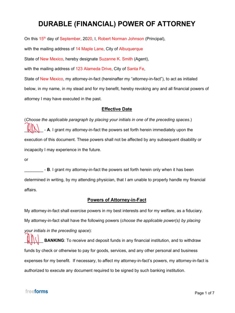 New Mexico Durable Financial POA Form | PDF | Power Of Attorney ...