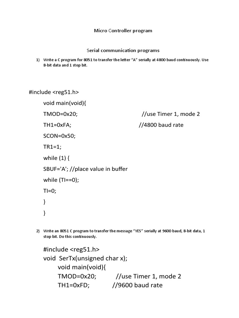 Serial Communication C Program For 8051 Pdf