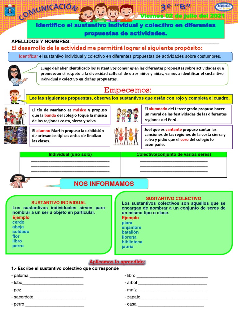 Fichas de Sustantivos Individuales y Colectivos | PDF | Sustantivo ...